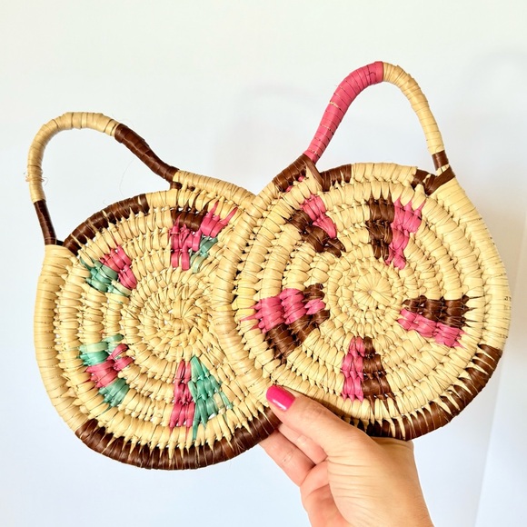 Accents | Kenyan Handmade Woven Basket Plate Trivets Wall Art Set Of 2 ...